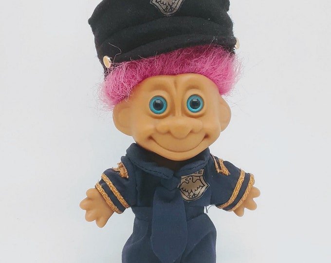 Trollkins Policeman Troll Doll With Pink Hair - Etsy