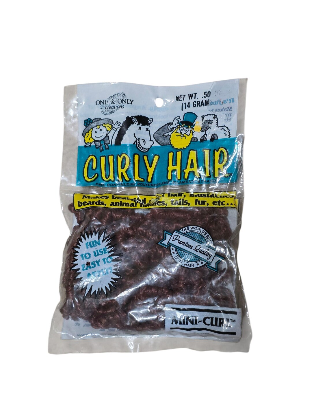Mini-curl Curly Hair for Dolls Stuffed Animals and Crafts Autumn Brown ...