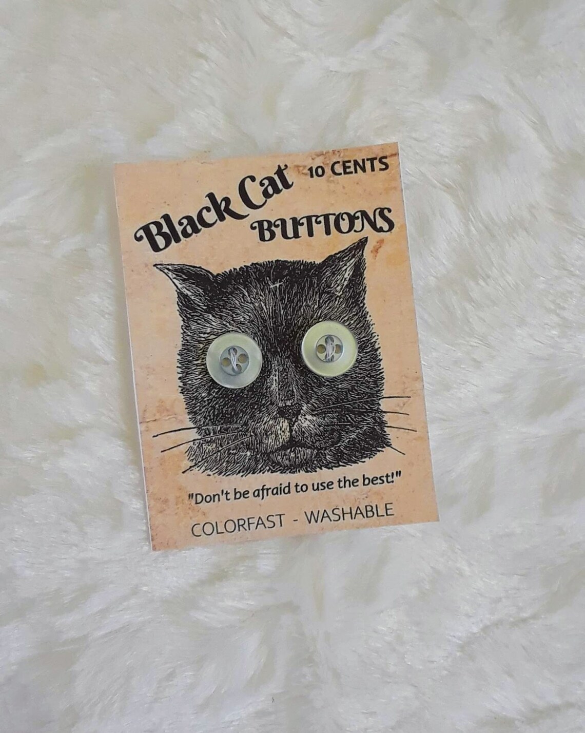 Printed Vintage Style Black Cat Button Cards for Scrapbooking Journal ...