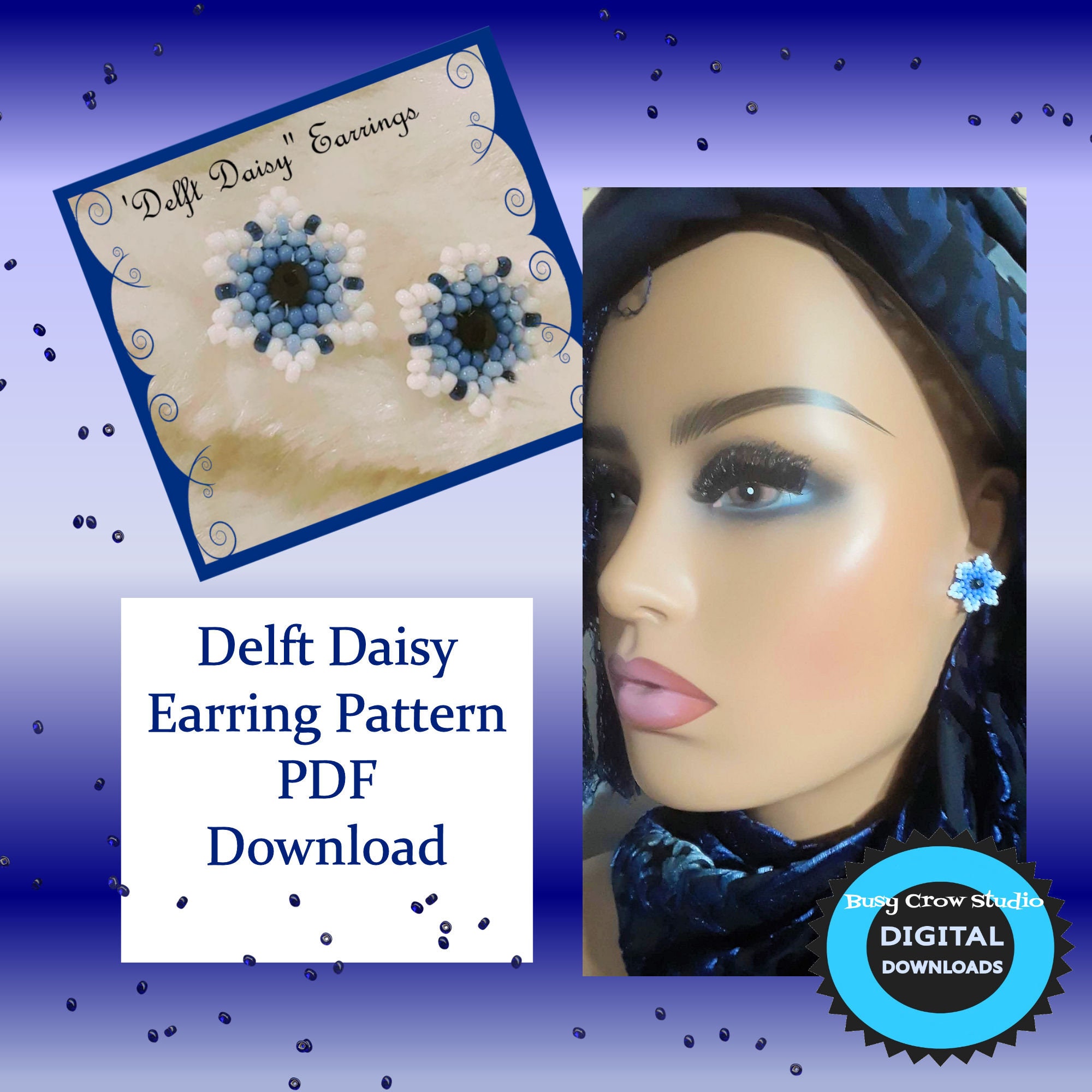 Delft Daisy Bead Earring Pattern PDF Download | Etsy