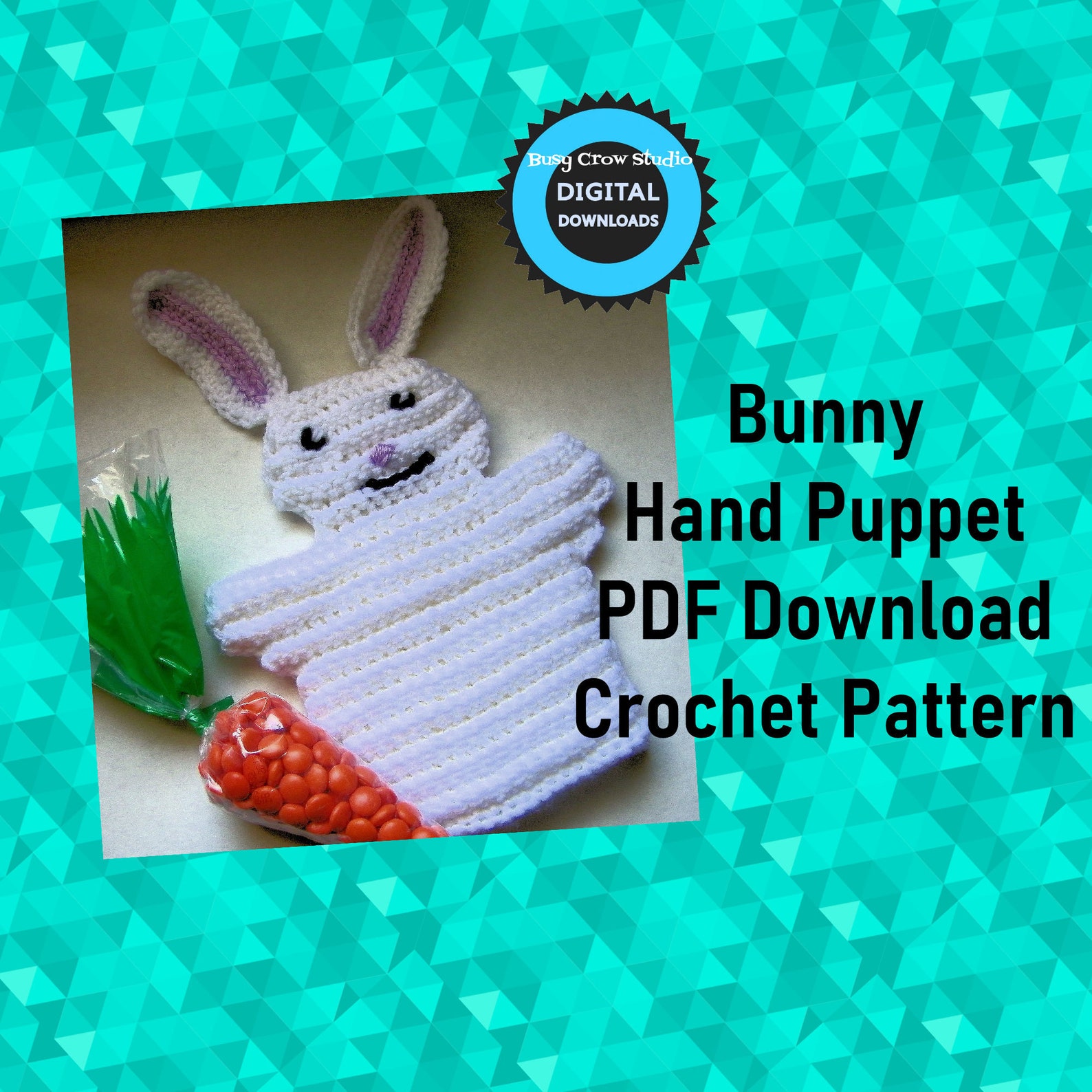 Digital Download PDF Bunny Rabbit Hand Puppet Crochet Pattern - Etsy
