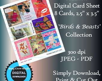 ATC Card Size Images Printable Digital Download Collage Sheet | Etsy