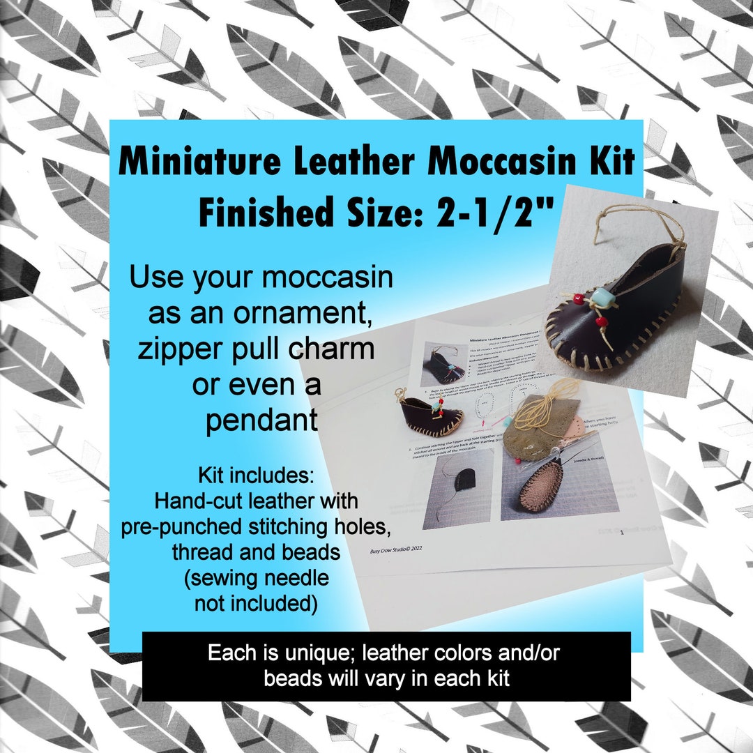 Do It Yourself Miniature Leather Moccasin Craft Kit for Ornament Zipper ...