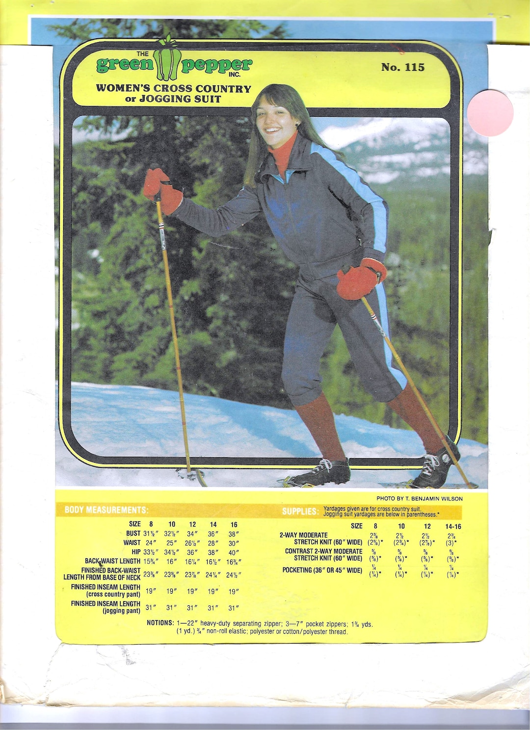 Green Pepper Sewing Pattern for Women's Cross Country or Jogging Suit ...