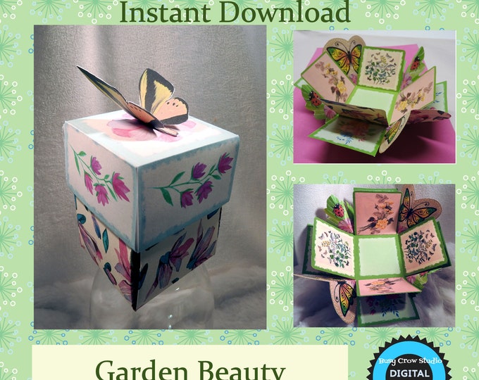 Printable ENCHANTED BUTTERFLIES Gift Box Layout, Instant Digital ...
