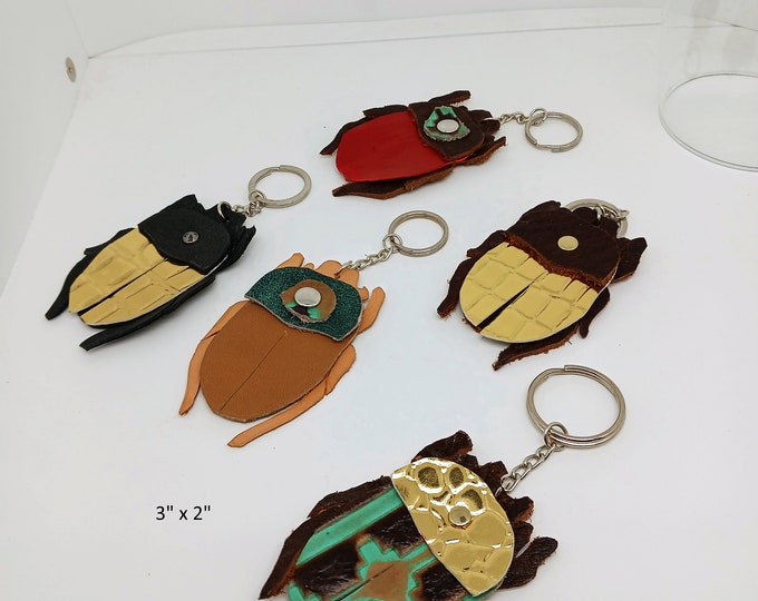 Five Assorted Leather Beetle Bugs for Keys or Bags - Etsy