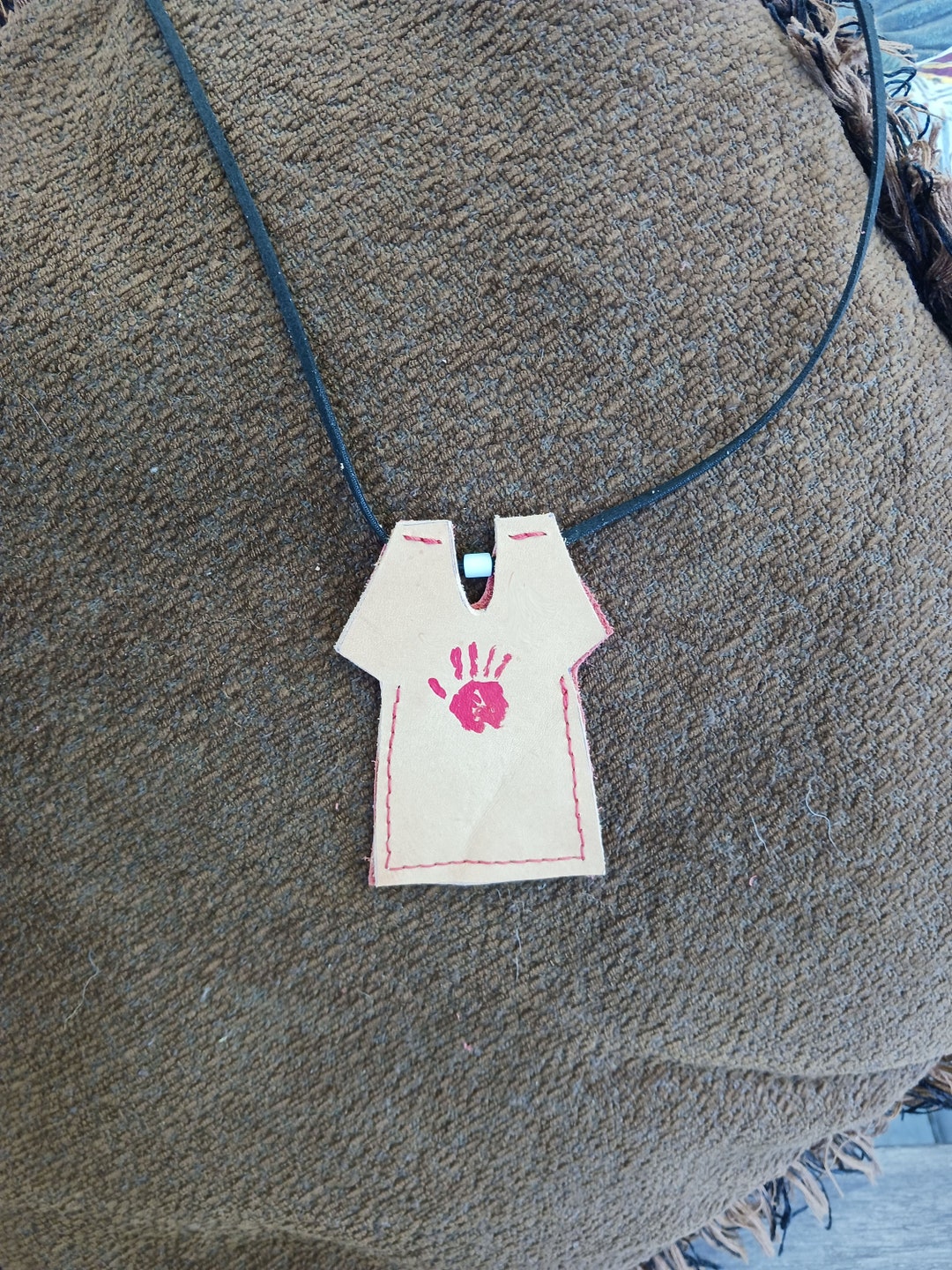 Handmade Red Dress Leather Amulet Pouch Necklace MMIW - Etsy