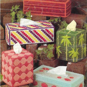 Plastic Canvas Needlepoint Tissue Box Cover Pattern Books - Etsy