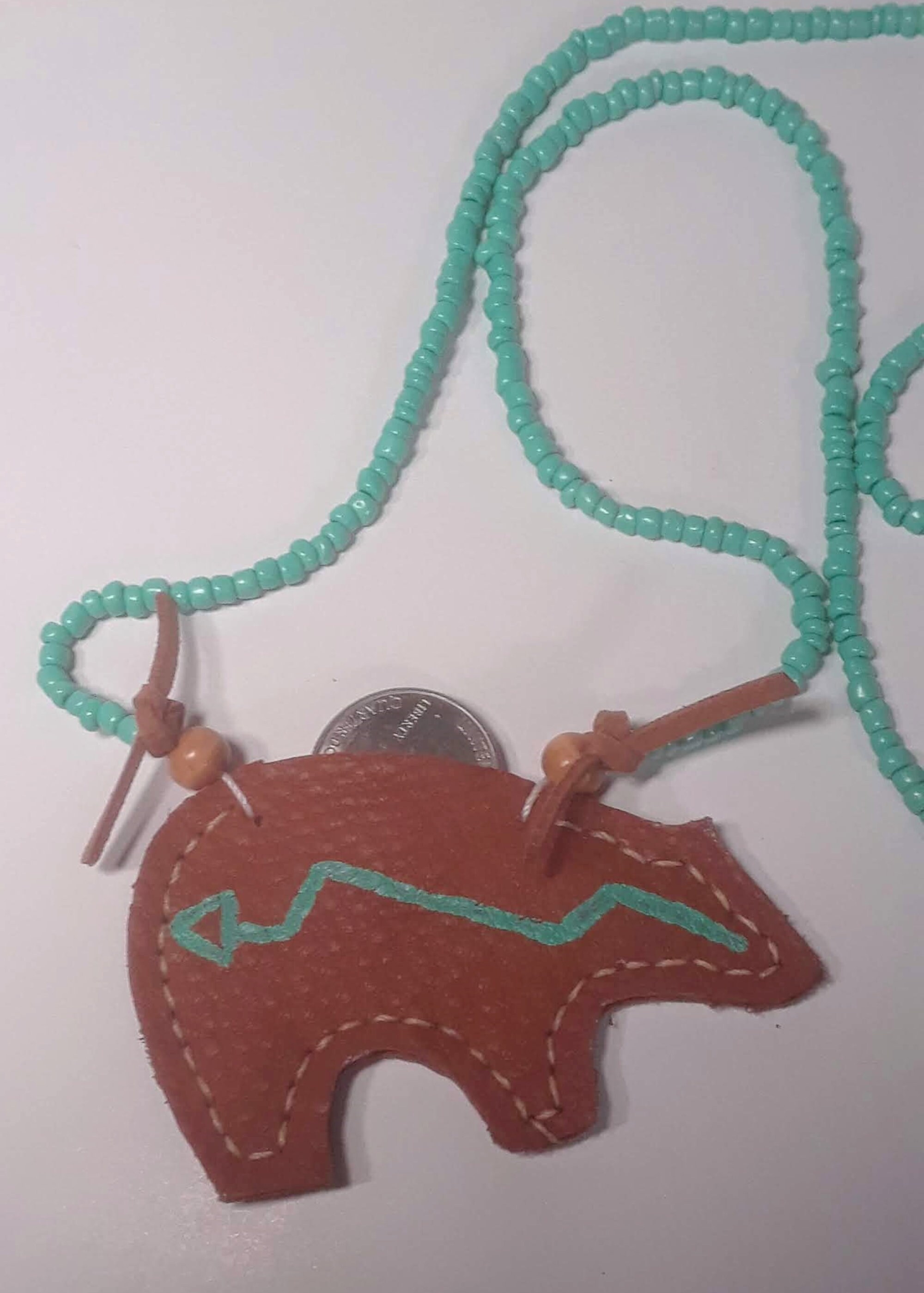 Handmade Leather Bear Amulet Necklace | Etsy