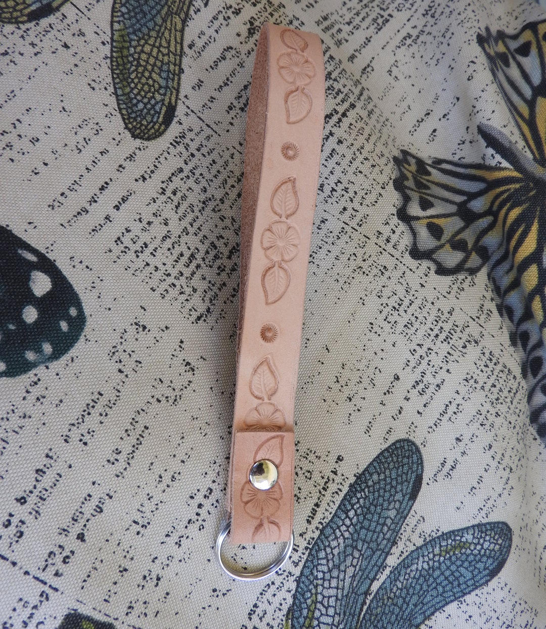 Handmade Leather Key Fob Wrist Strap Flowers Pattern Design - Etsy
