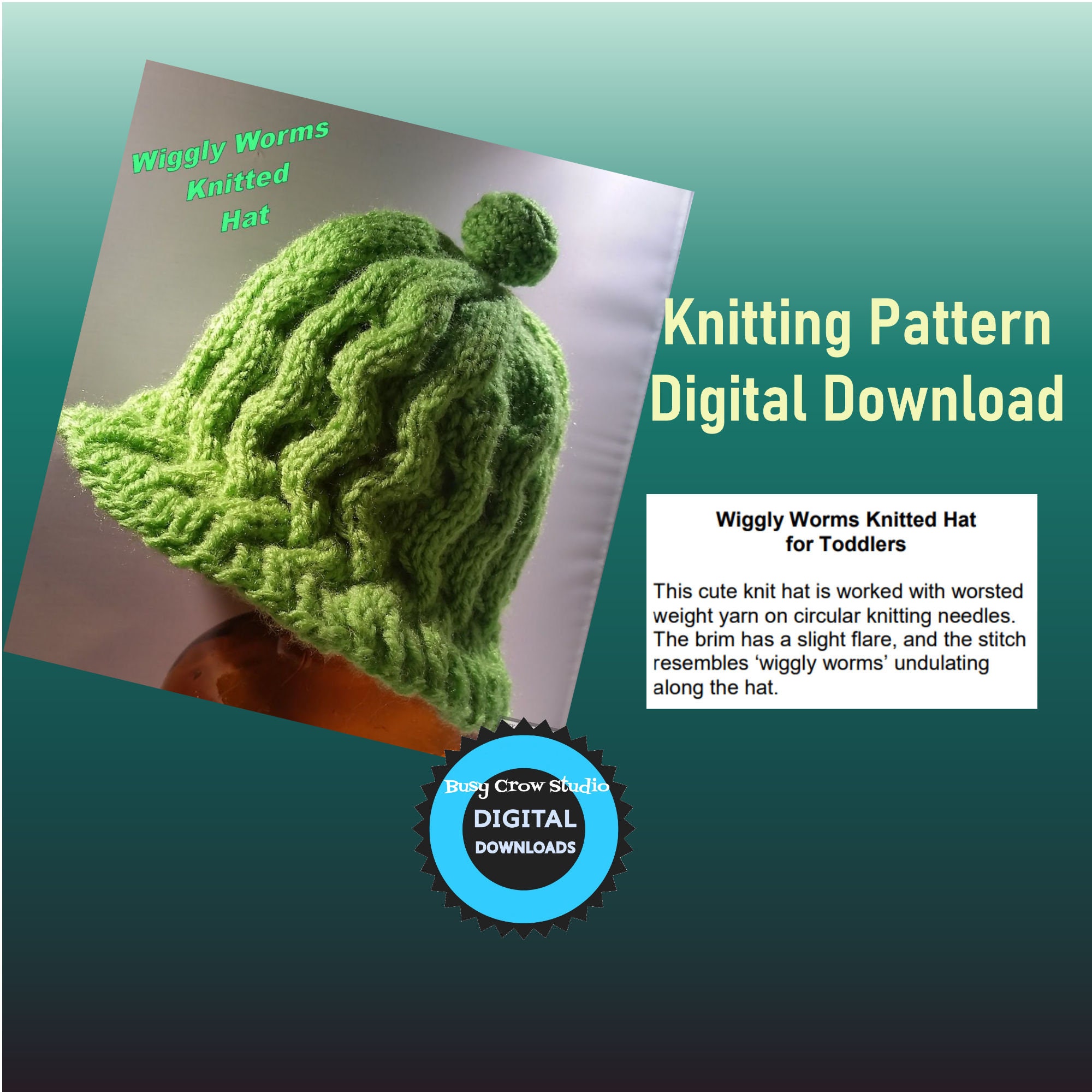 Digital Download PDF Wiggly Worms Toddler Hat Knitting Pattern - Etsy