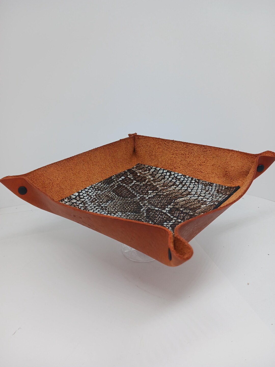 Handmade Leather Valet Trinket Tray With Snake Theme - Etsy