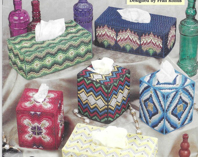Plastic Canvas Needlepoint Beads and Bargello Tissue Boxes Pattern Book ...