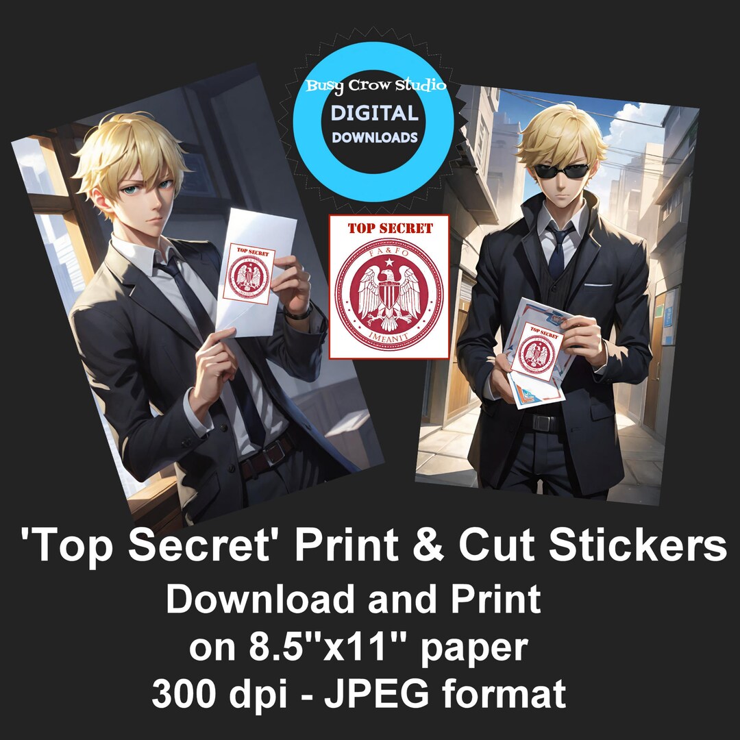 Download and Print Top Secret Stickers - Etsy