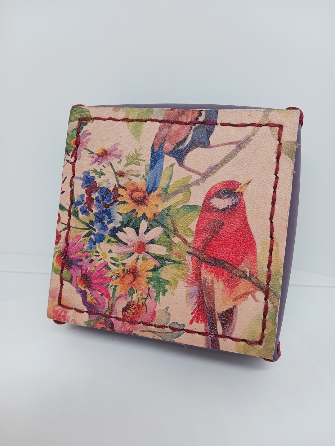 Handmade Leather Trinket Box With Lid Decoration Floral and Bird - Etsy