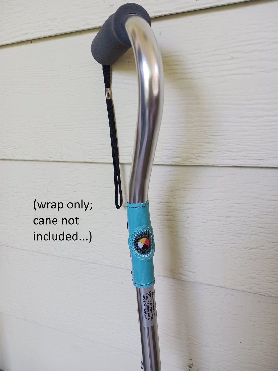 Handmade Blue Leather Cane Wrap: Medicine Wheel Design - Etsy