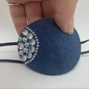 Denim Eye Patch With Pearl and Rhinestone Embellishment - Etsy