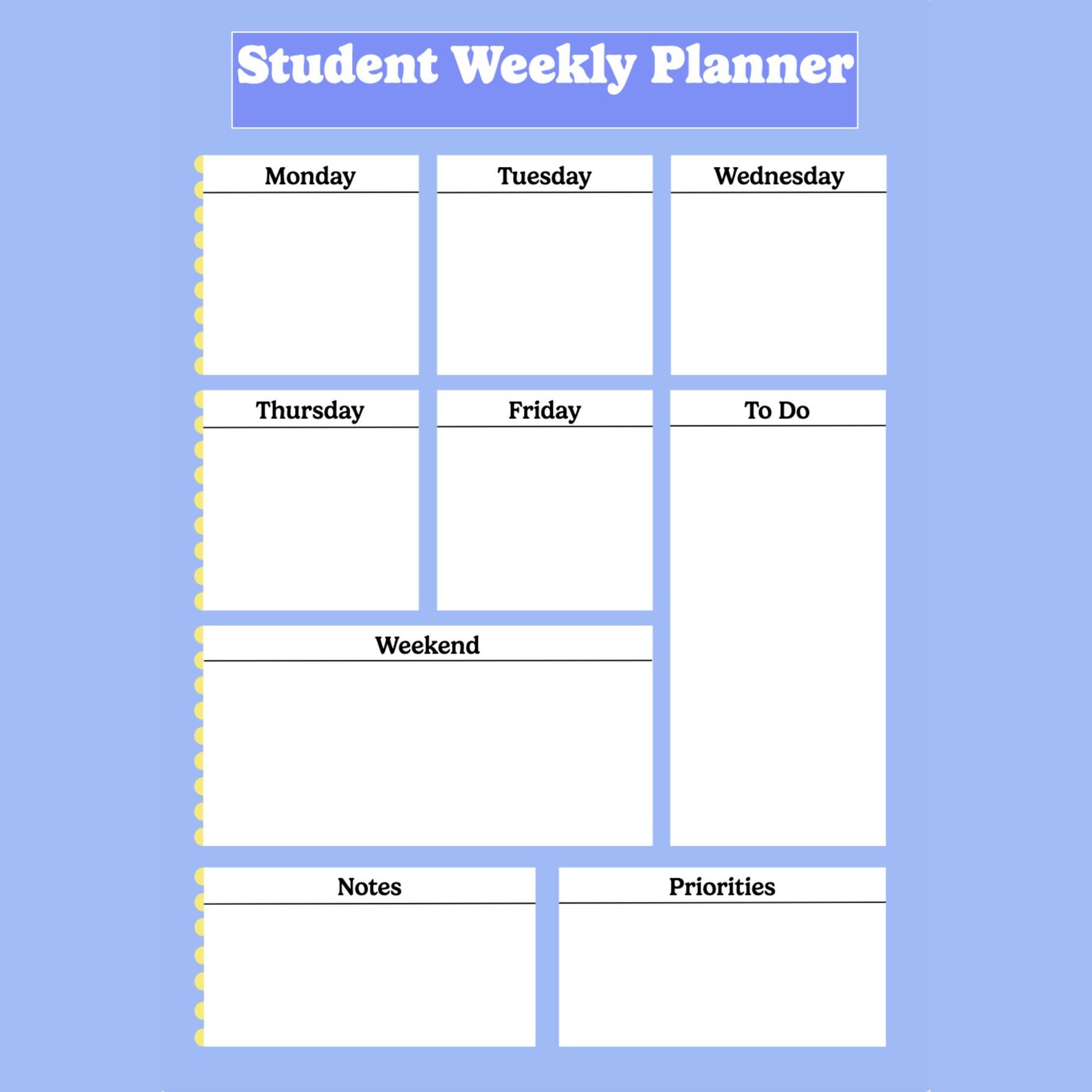 A4 Student Weekly Planner - Etsy