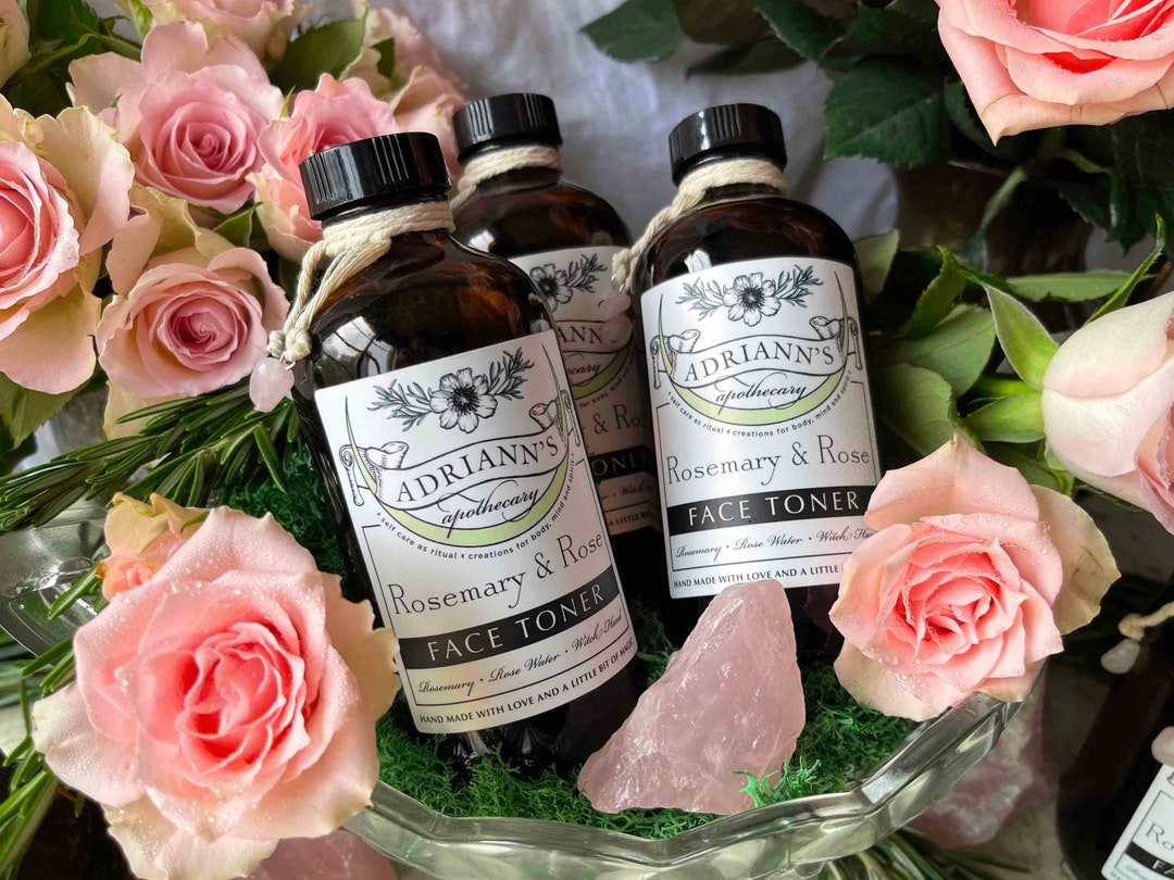 8 Oz Natural Rosemary & Rose Face Toner • Small Batch • Handmade W ...