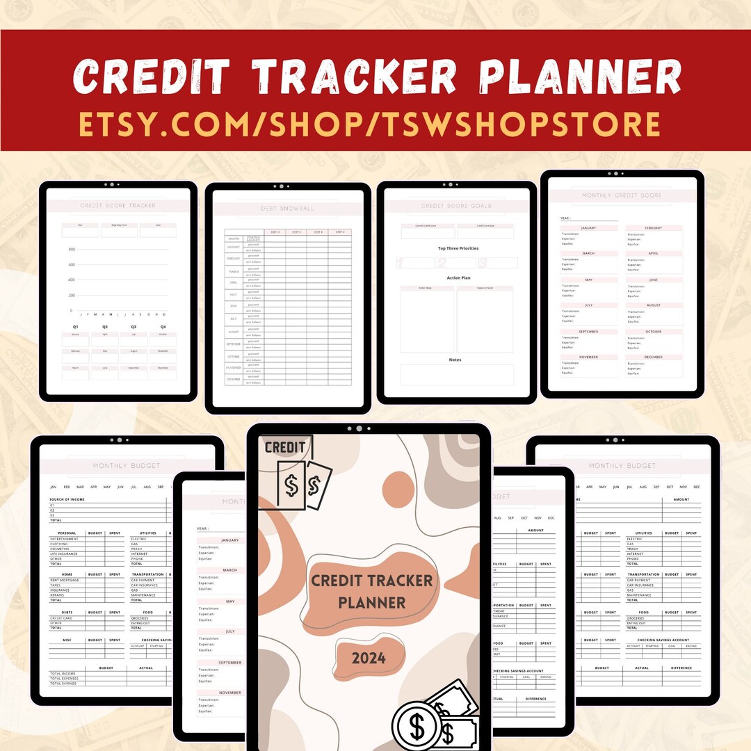 Credit Score Tracker Credit Bundle Template Printable Budget Planner ...
