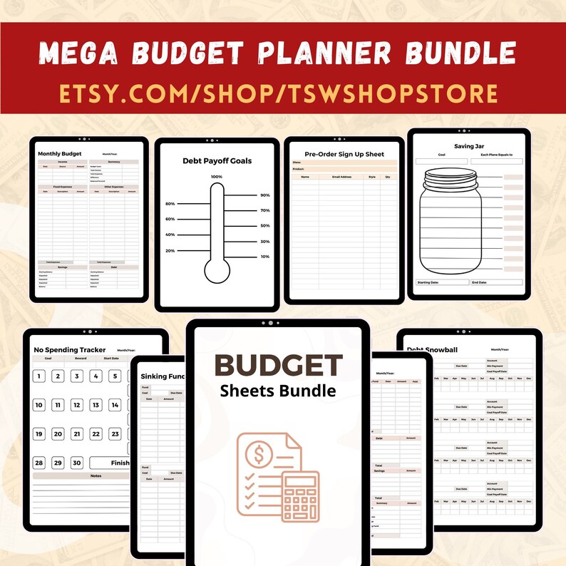Mega Budget Planner Budget Template Financial Tracker Checklist Digital ...