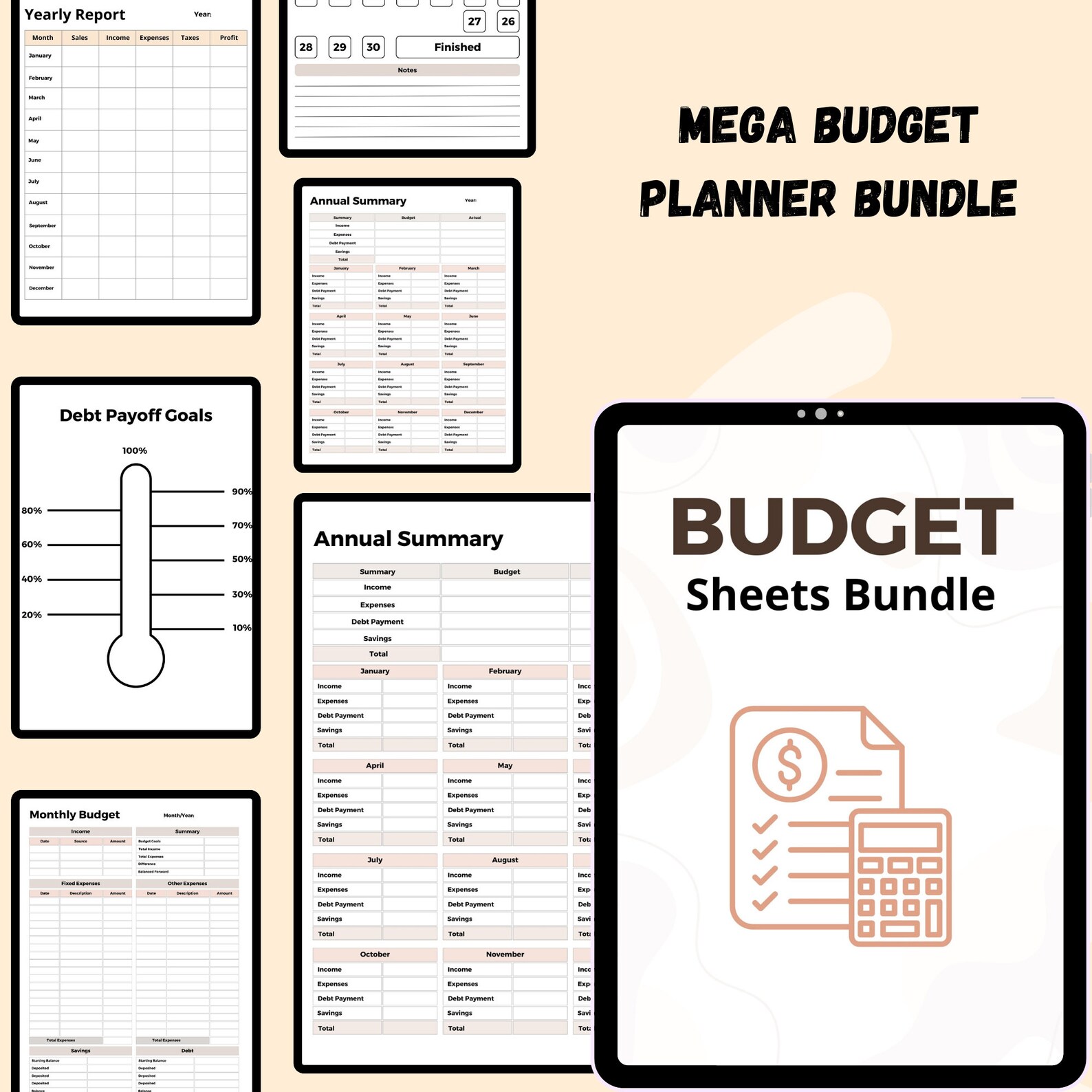Mega Budget Planner Budget Template Financial Tracker Checklist Digital ...