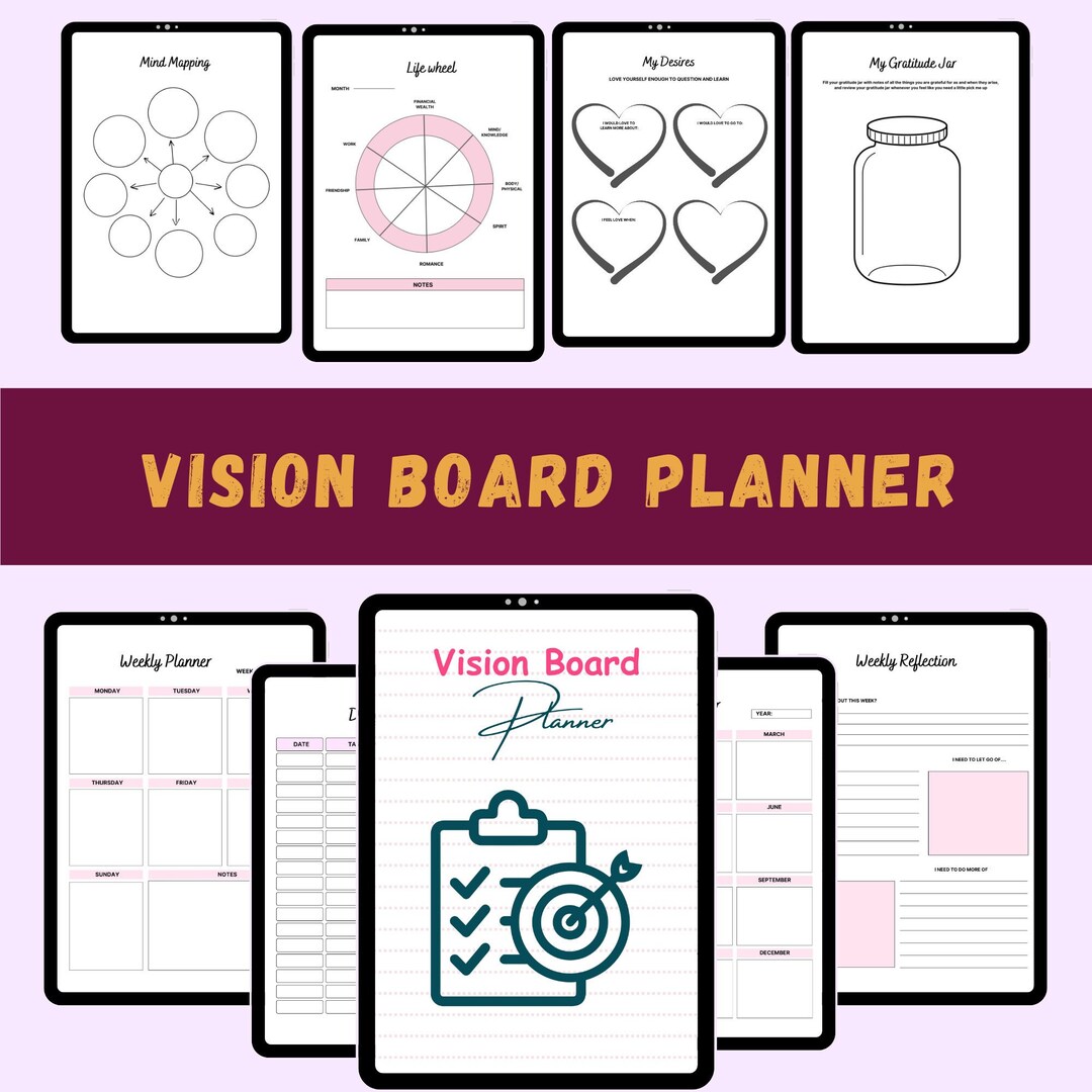 Vision Board Planner || Vision Board Digital | Printable Journaling ...