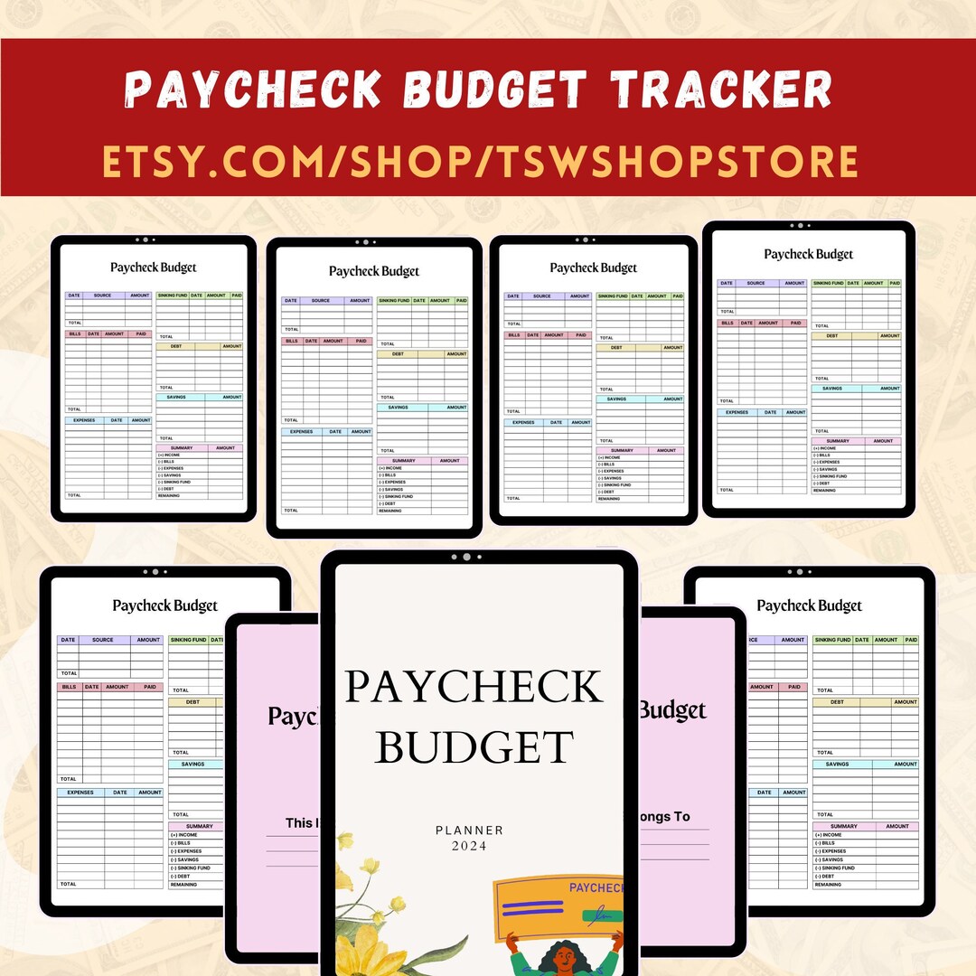 Digital Paycheck Budget Planner, Weekly Paycheck Tracker, Finance ...