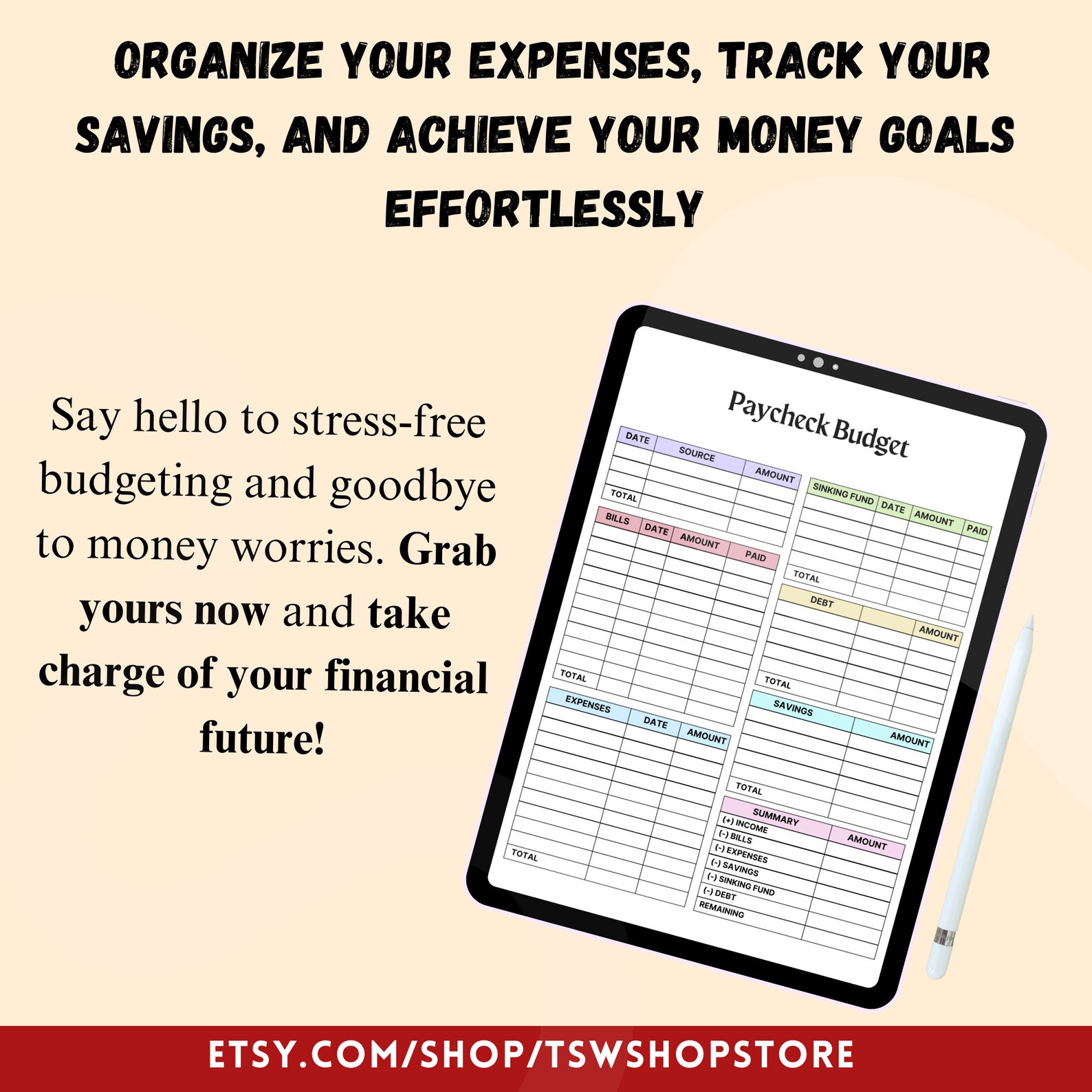 Digital Paycheck Budget Planner, Weekly Paycheck Tracker, Finance ...
