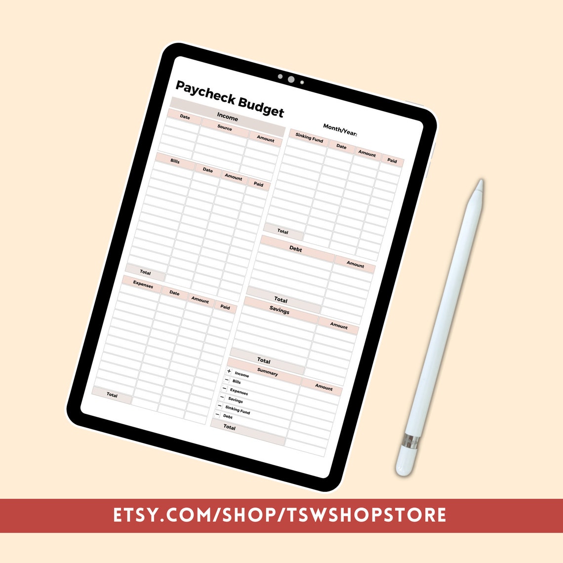 Mega Budget Planner Budget Template Financial Tracker Checklist Digital ...