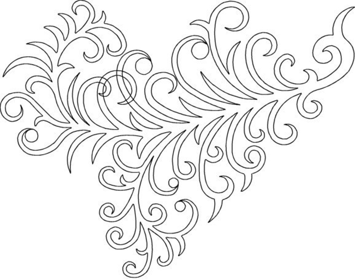 Fern Branch-motif-quilting Pattern-digital Download-zipped File - Etsy