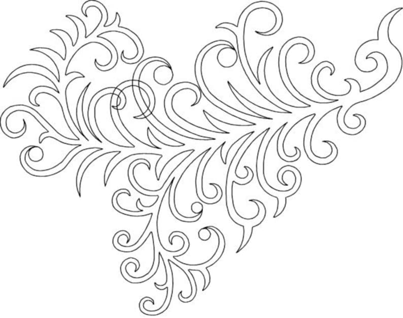 Fern Branch-motif-quilting Pattern-digital Download-zipped File - Etsy