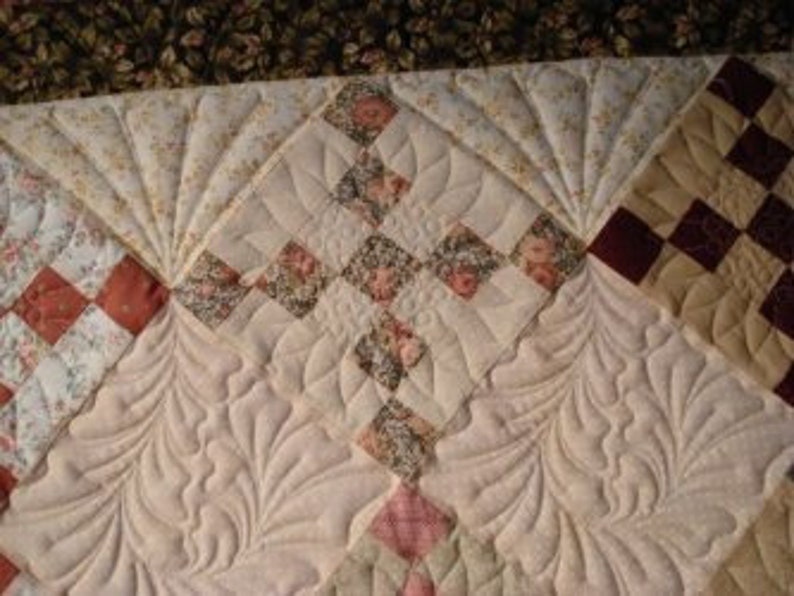 Feathered Square-block-motif Digital Quilting Pattern for Longarm ...