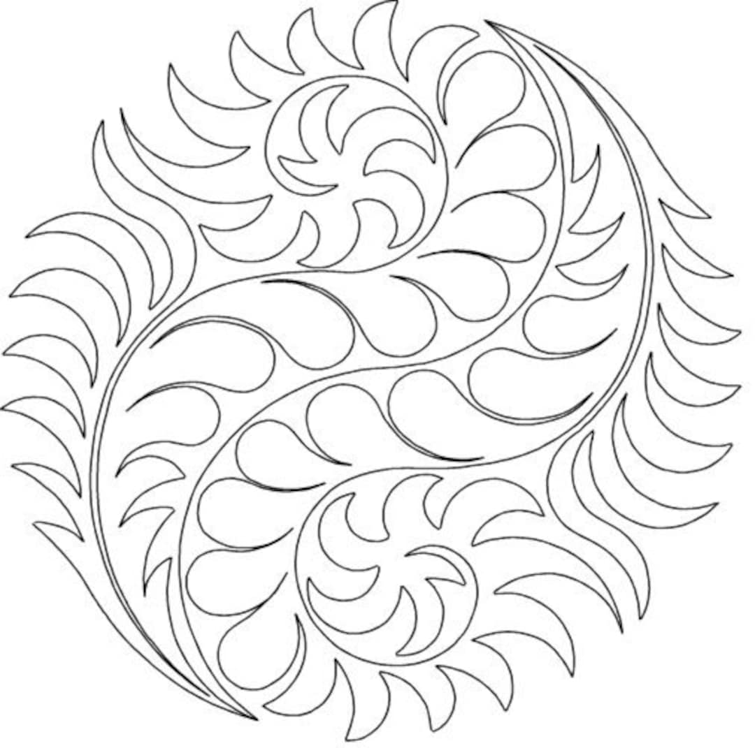 Ying Yang Feather and Ferns-block-motif-quilting Pattern-digital ...