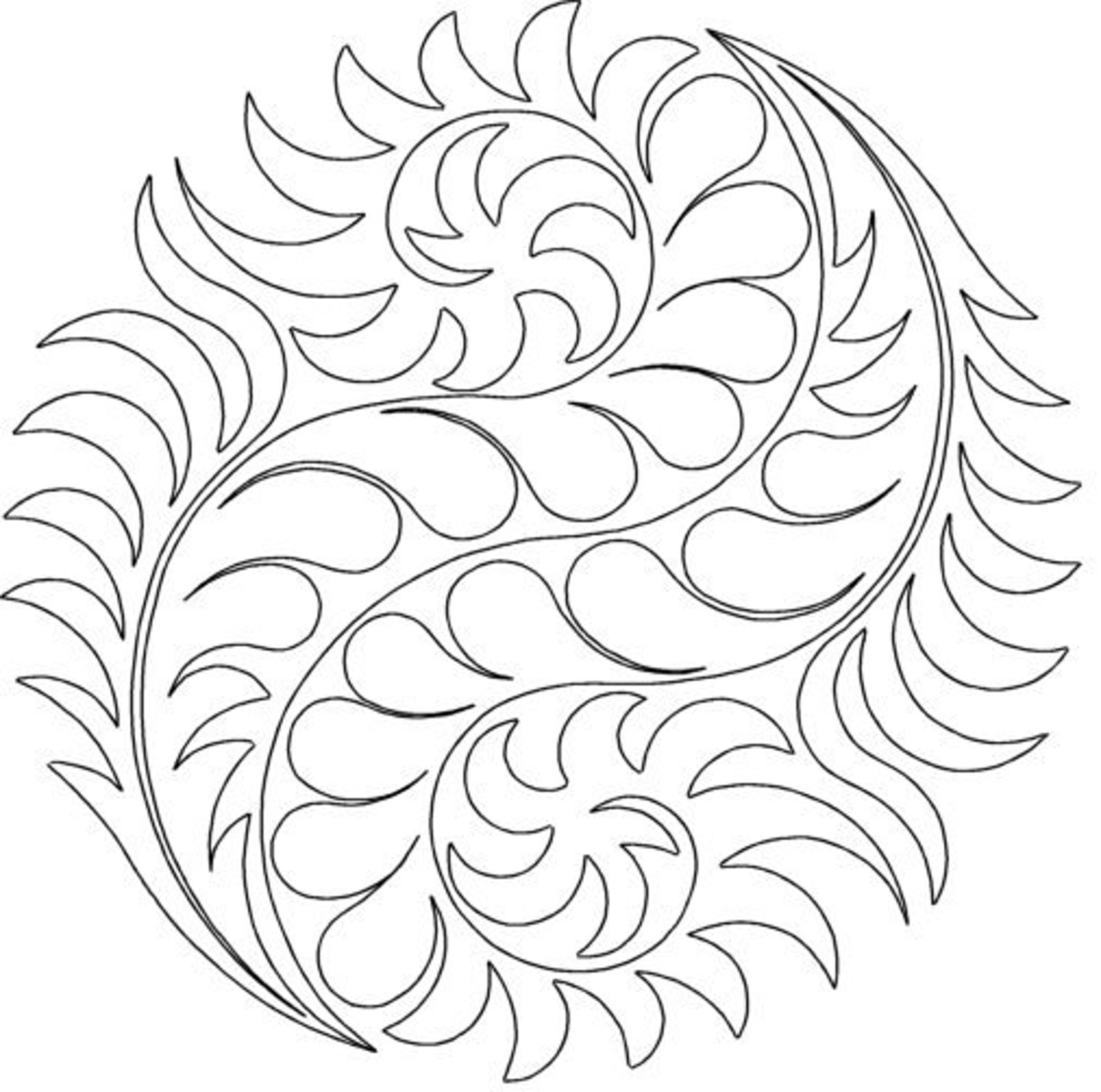 Ying Yang Feather and Ferns-block-motif-quilting Pattern-digital ...