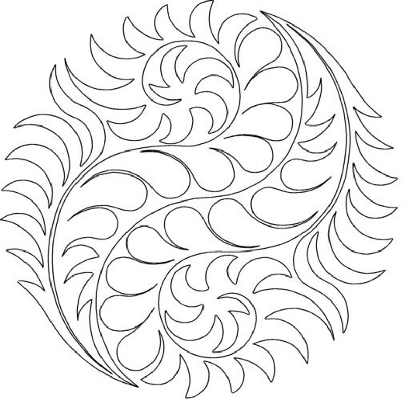 Ying Yang Feather and Ferns-block-motif-quilting Pattern-digital ...