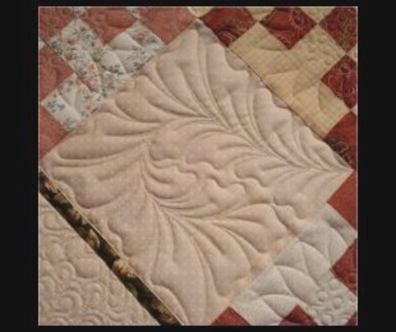 Feathered Square-block-motif Digital Quilting Pattern for Longarm ...