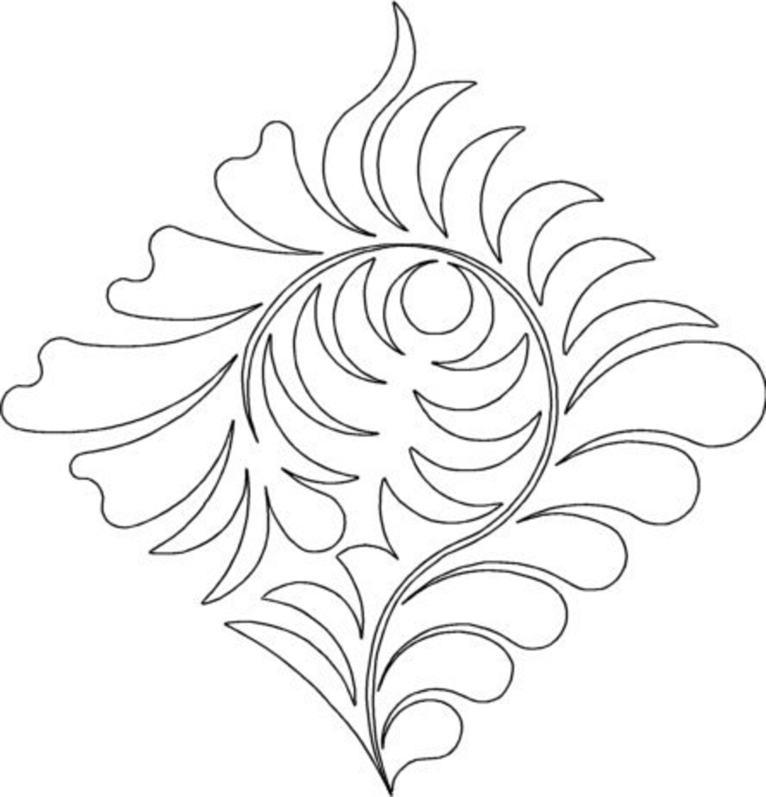 Feather Fern-block-motif-quilting Pattern for Longarm Machines-digital ...