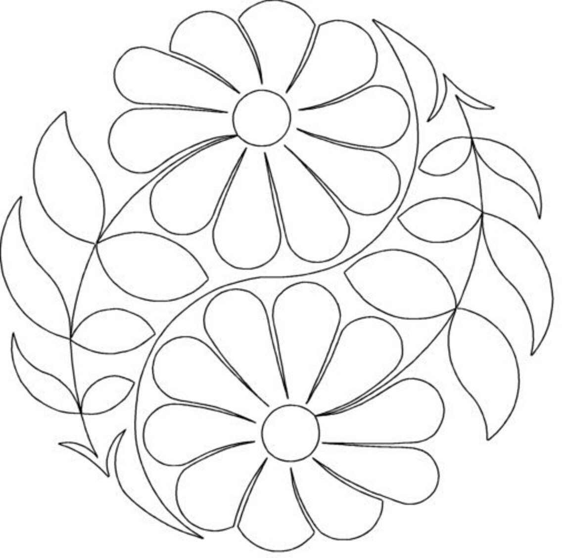 Ying Yang Flower-block-motif-digital Quilting Pattern for Computerized ...