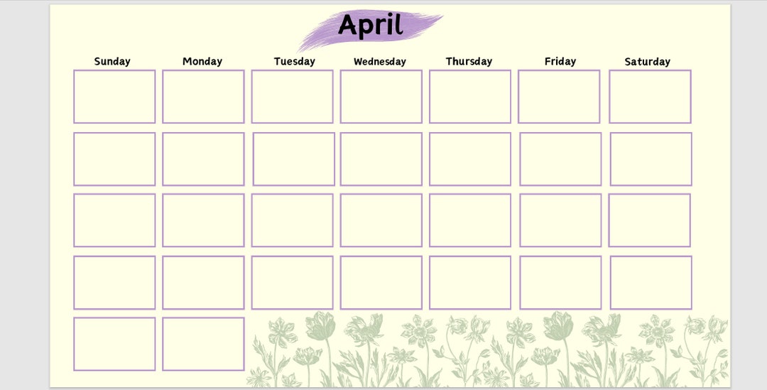 Monthly Calendar Bullet Journal Template April-aug Spring & Summer - Etsy