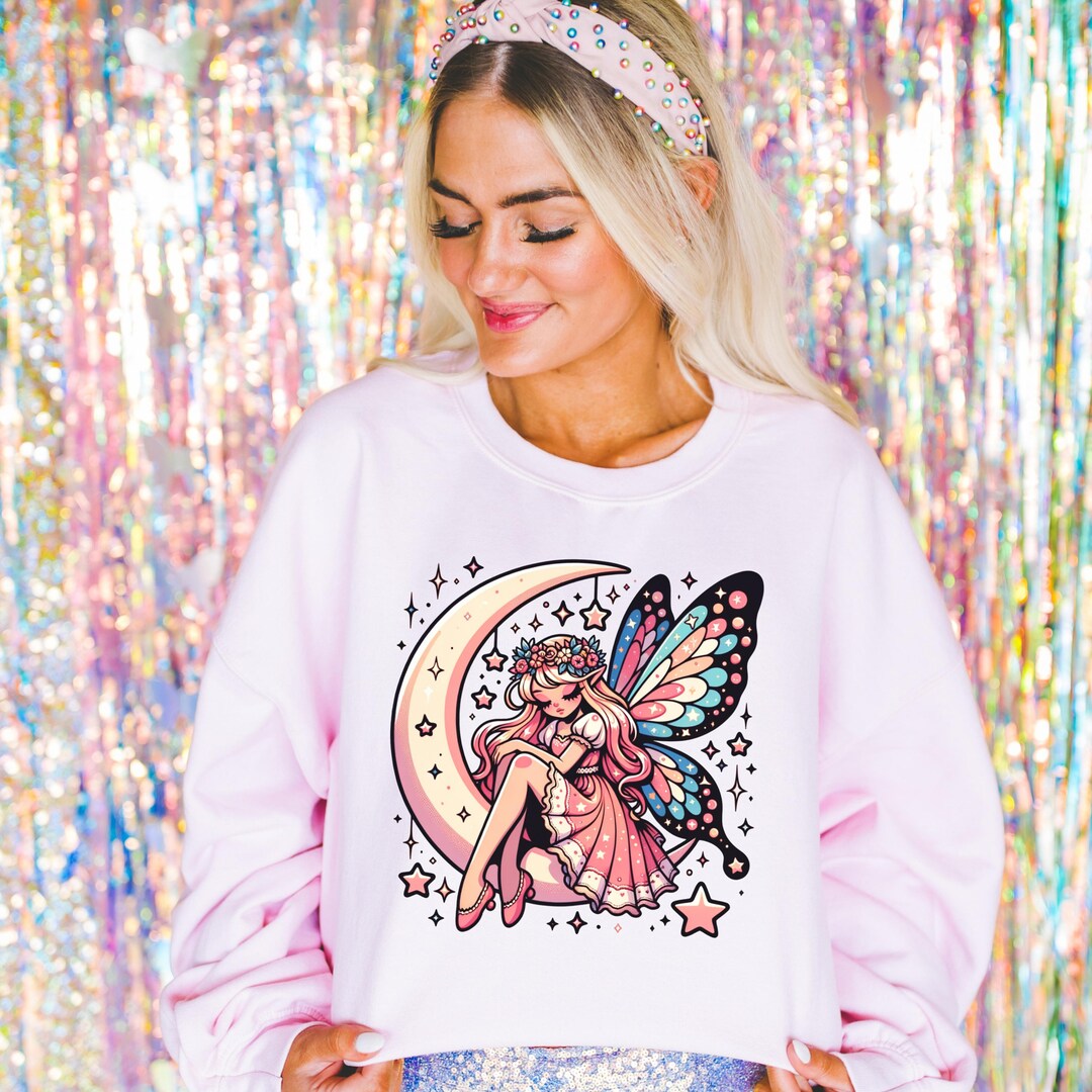 Fairy & the Moon Coquette Cottagecore Celestial Fairy Crewneck ...