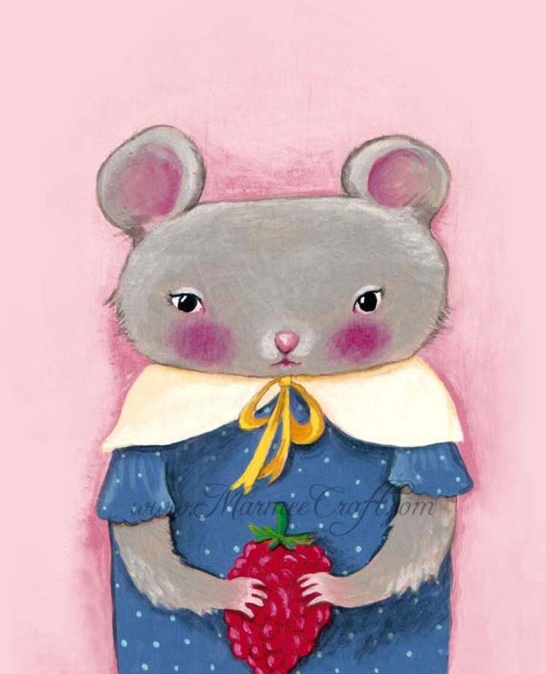 Marmeecraft Mouse Art Print, raspberry Season - Etsy