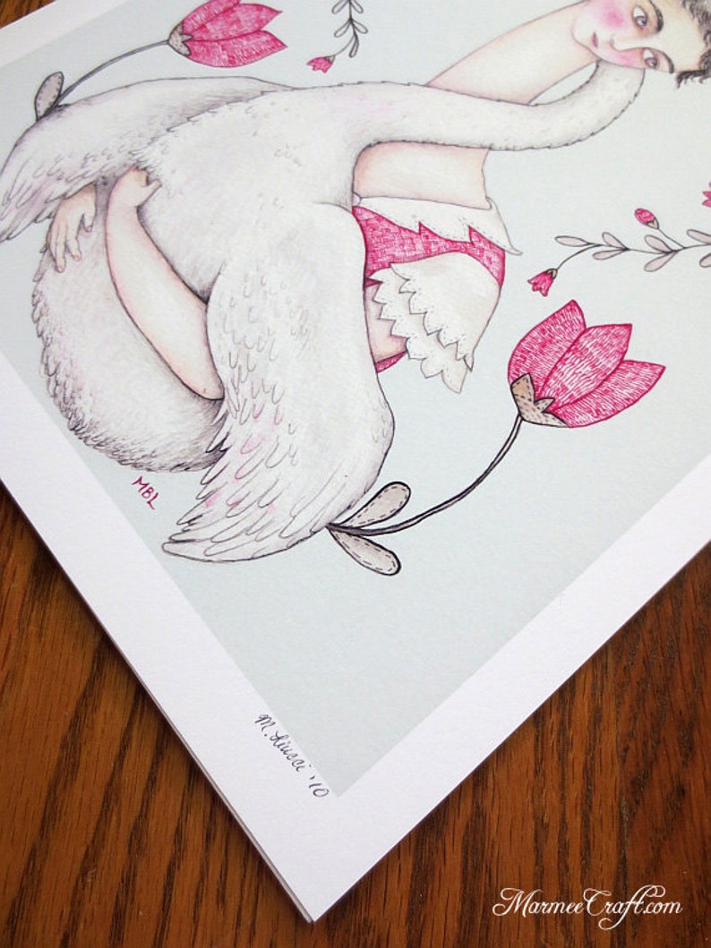 Marmeecraft Swan Girl Art Print sister Swan | Etsy