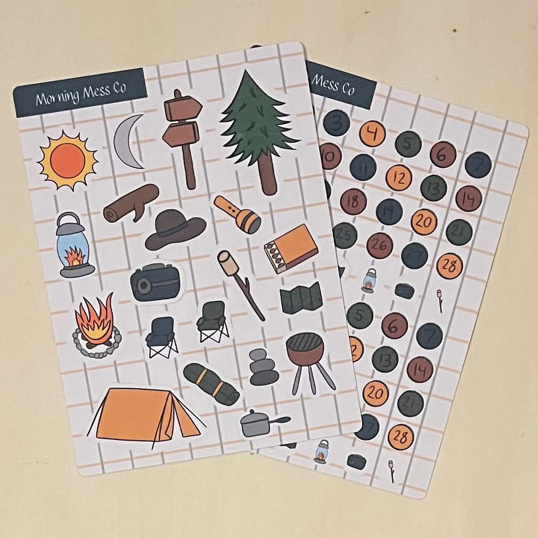 Camping Fun Sticker Sheet || Planner || Bullet Journal || Scrapbook ...