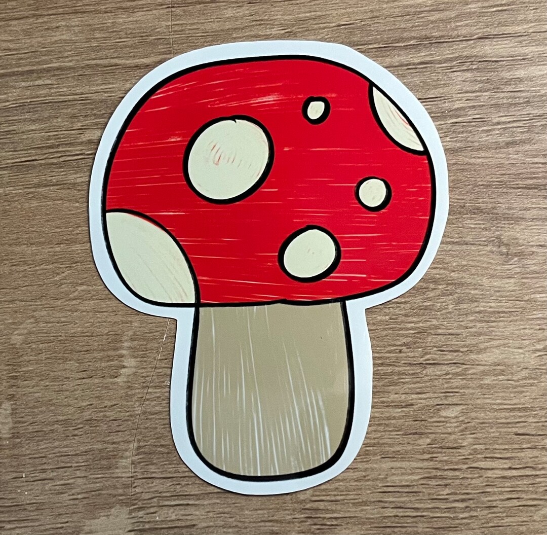 Cute Red Mushroom Sticker || Water Resistant Glossy Sticker for Water ...