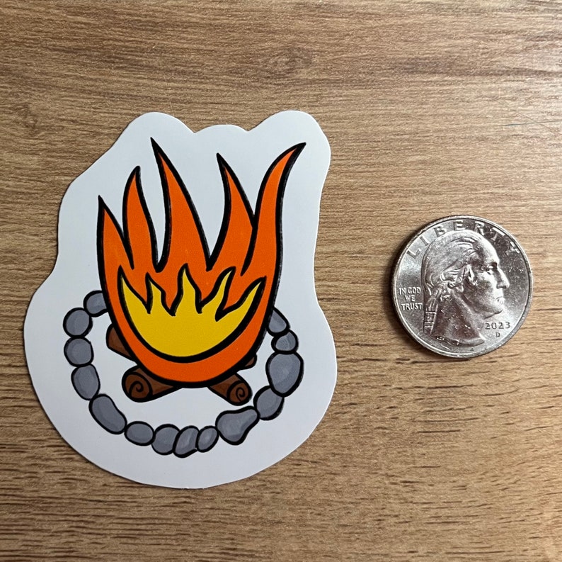 Cute Camping Fun Campfire || Water Resistant Glossy Sticker for Water ...