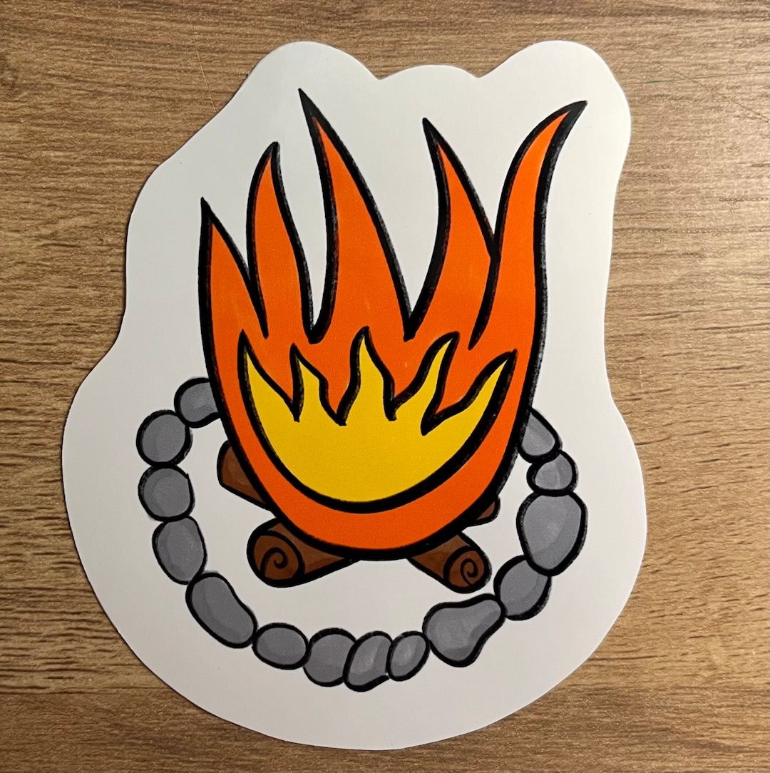 Cute Camping Fun Campfire || Water Resistant Glossy Sticker for Water ...