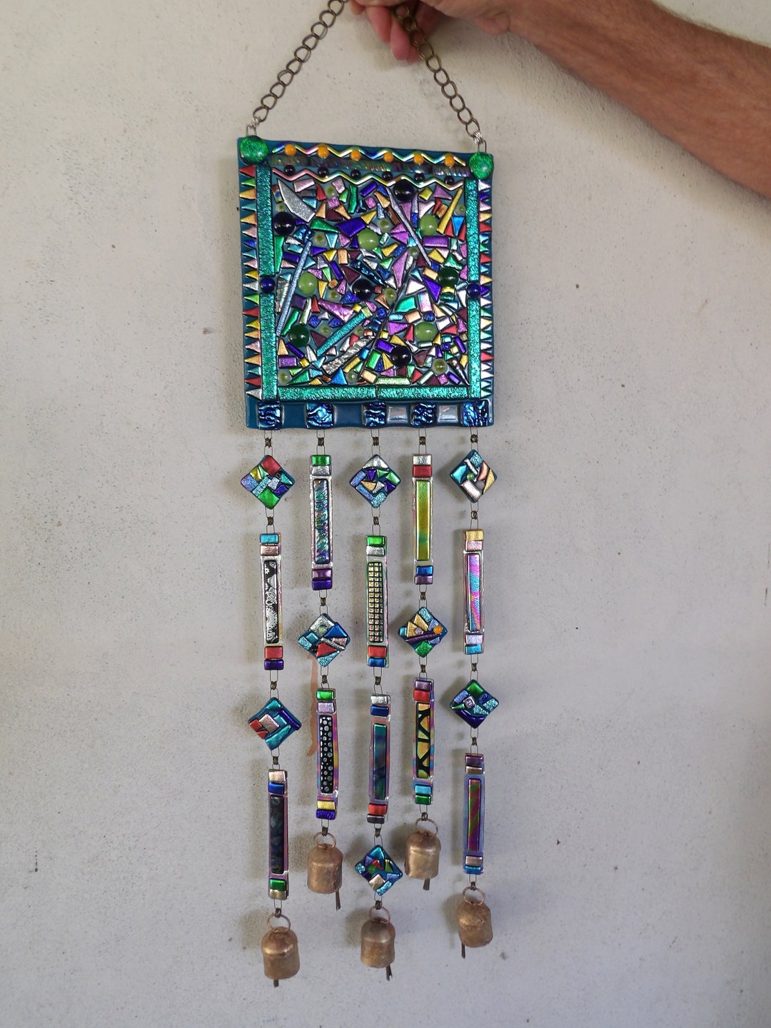 Sample of Made to Order Glass Wind Chimes~wall Hanging ~fused Dichroic ...