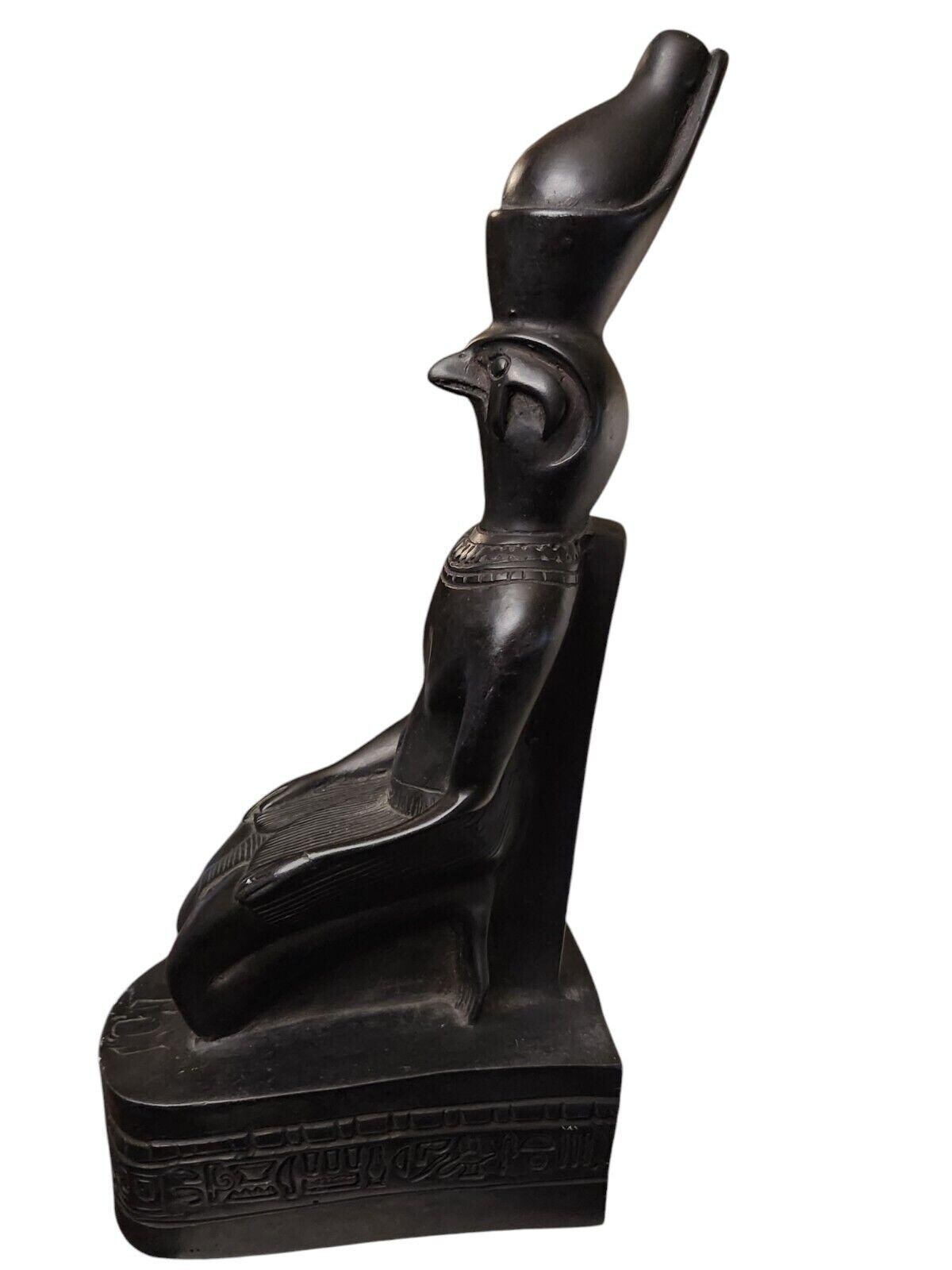 Egyptian Horus Statue 13" Heavy Black Basalt Replica Hieroglyphs ...