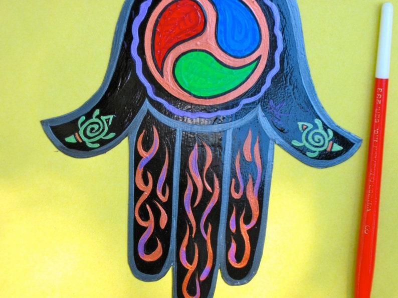 Hamsa Hand Magnet 'world Triad' Symbol Protection - Etsy